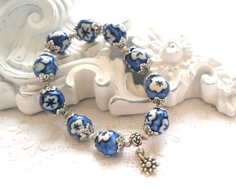 Delft Blue Stretch Bracelet Delft Blue and White Delft | Etsy