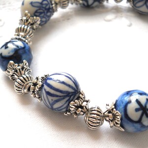 Delft Blue Beaded Stretch Bracelet Porcelain Bracelet Delft Blue ...