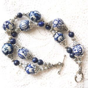Delft Blue Double Strand Bracelet, Blue and White Porcelain Jewelry ...