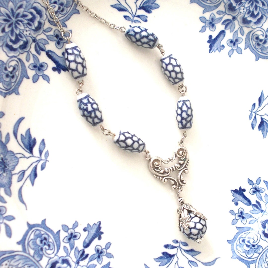 Delft Blue Necklace, Dutch Jewelry, Holland Heritage, Women's Gift - Etsy