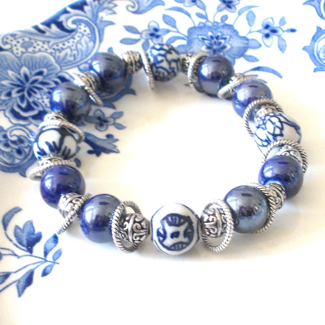 Delft Blue Bracelet Porcelain Bracelet Delft Blue Jewelry Blue Bracelet ...