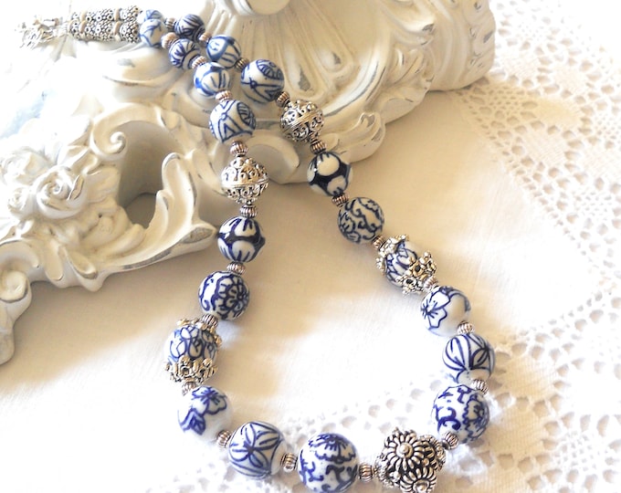 Delft Necklace Delft Blue Style Jewelry Blue and White Necklace Delft ...