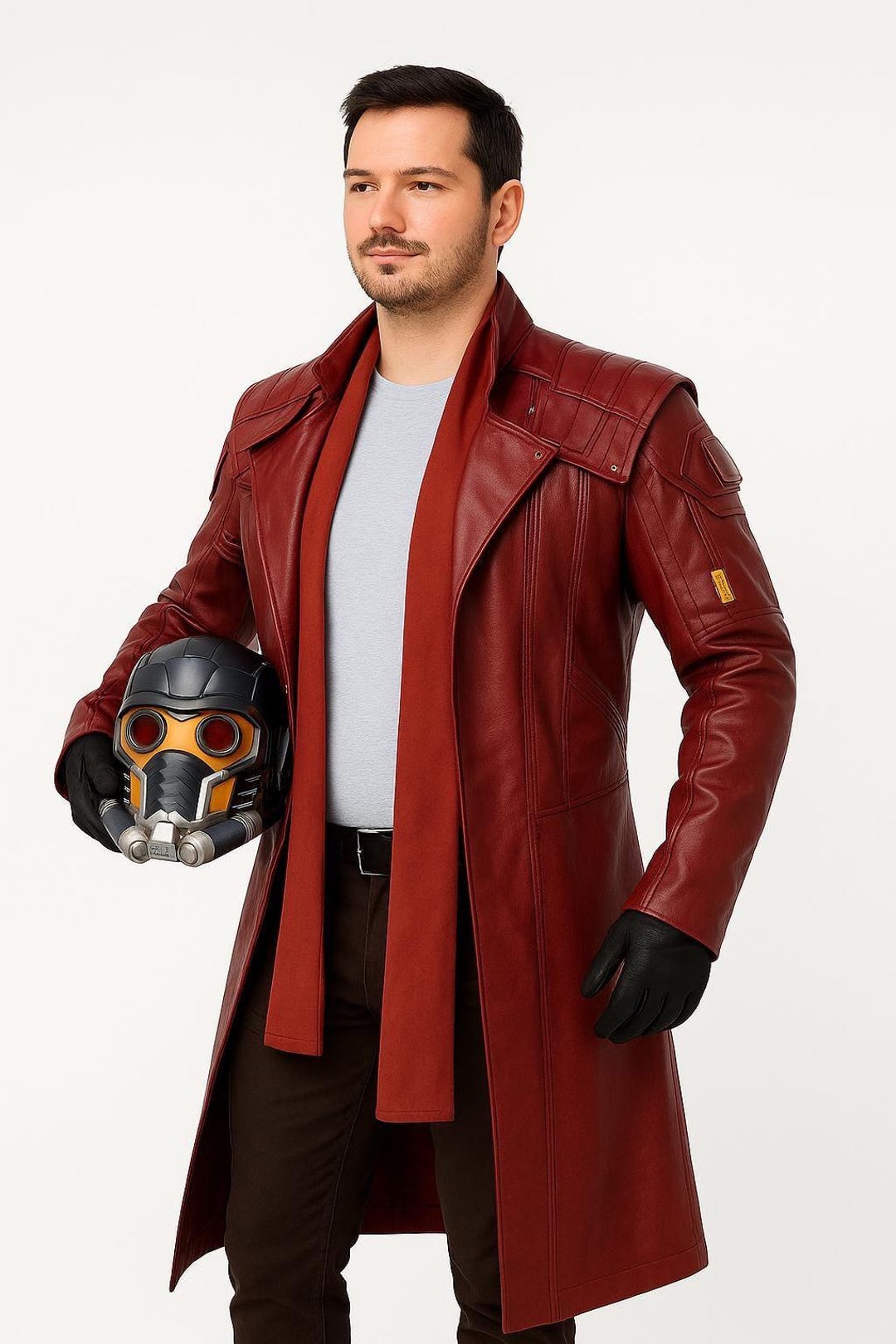 Men's Red Leather Super Hero Coat | Cosplay Trench Jacket | Christmas ...