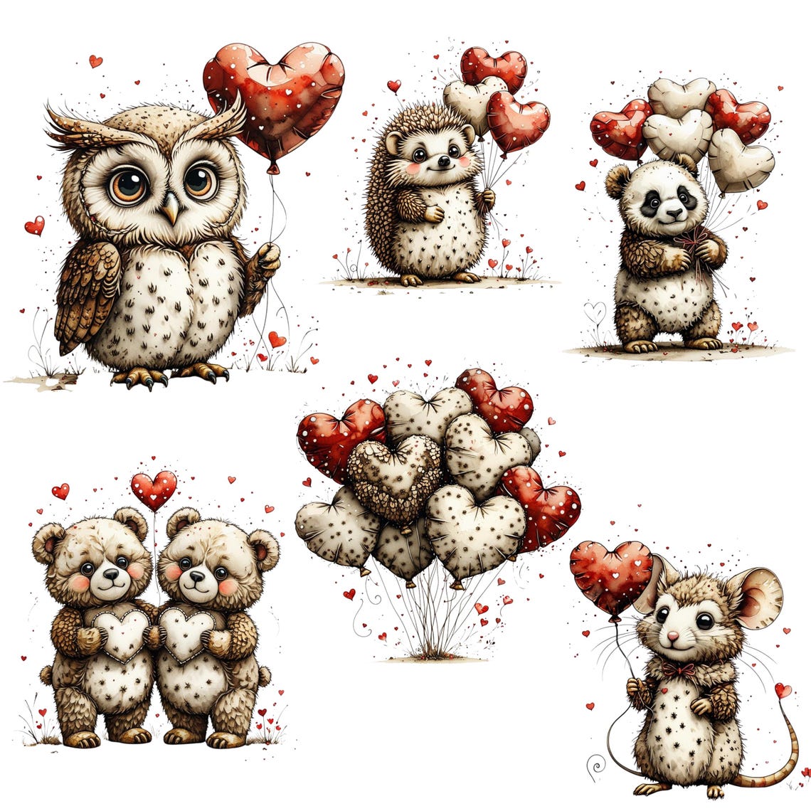 24 imágenes prediseñadas de animales de San Valentín / Lindos animales ...