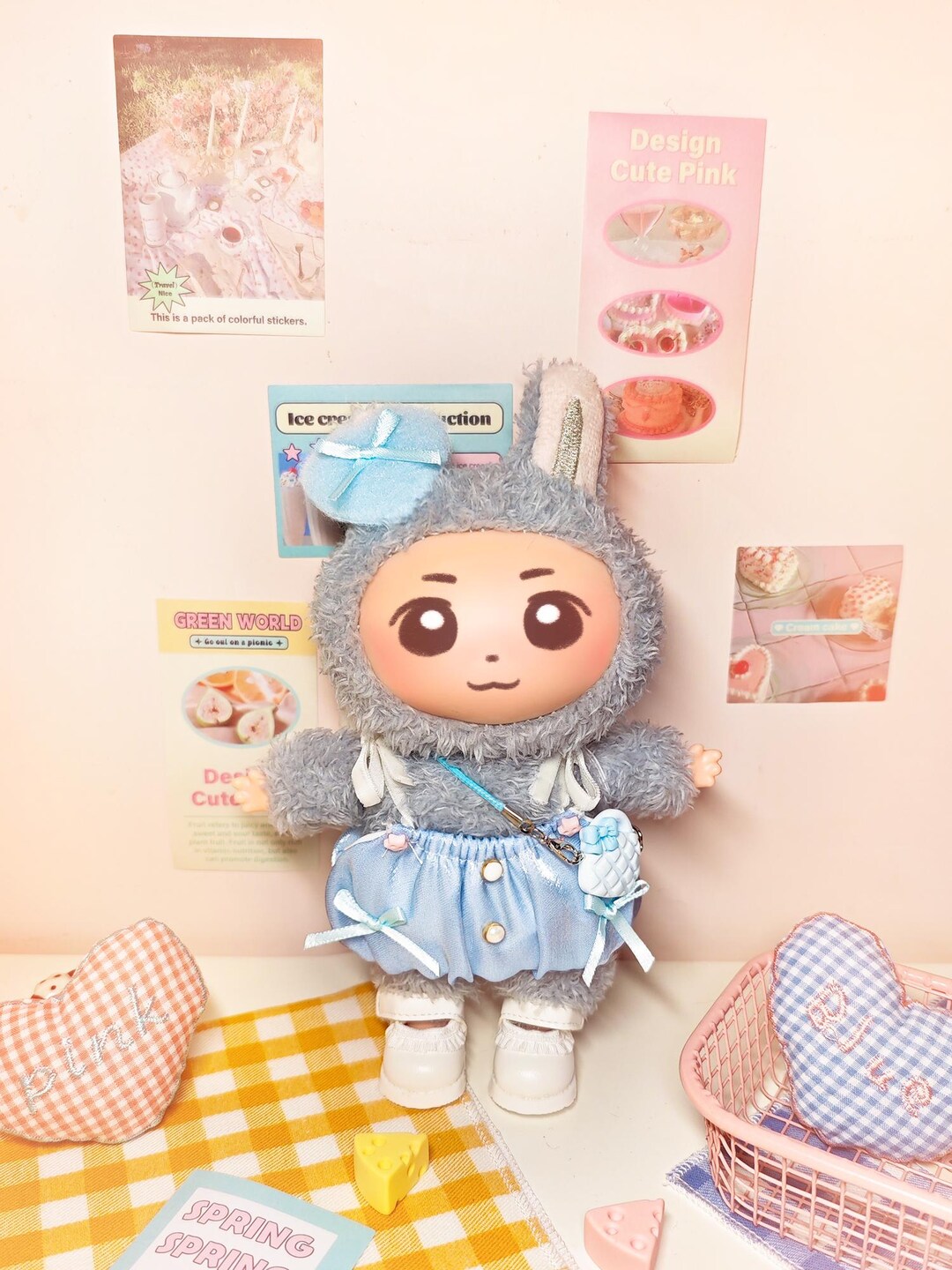 Cute Labubu Oufit, 5-piece Cute Doll Outfit – Bubble Dress, Hair Clip ...