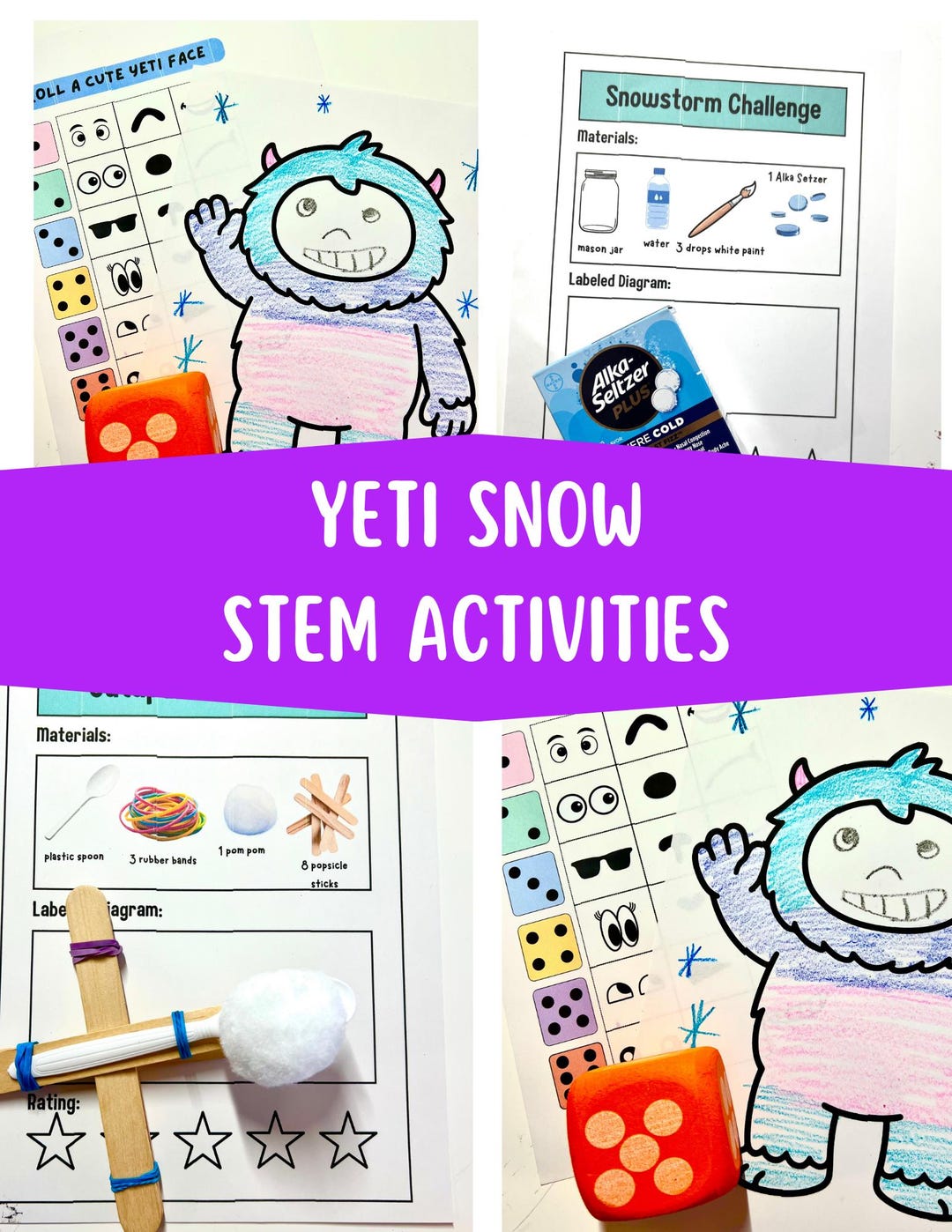 Yeti Snow STEM Activity | Winter Dice Drawing Game, Snowstorm Science ...