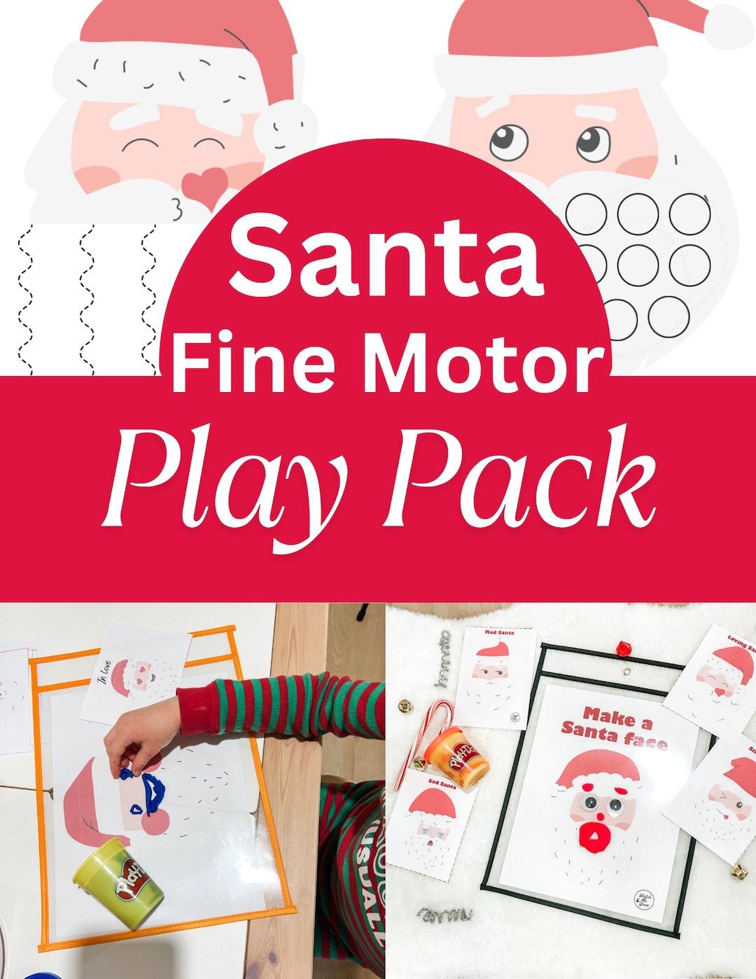 Santa Fine Motor Skills Activity Pack | Playdough Faces, Scissor ...