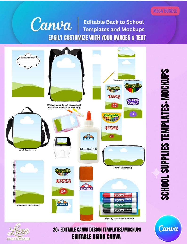 20+ Back to School Supply Templates & Supplies Mockups | Editable Canva ...