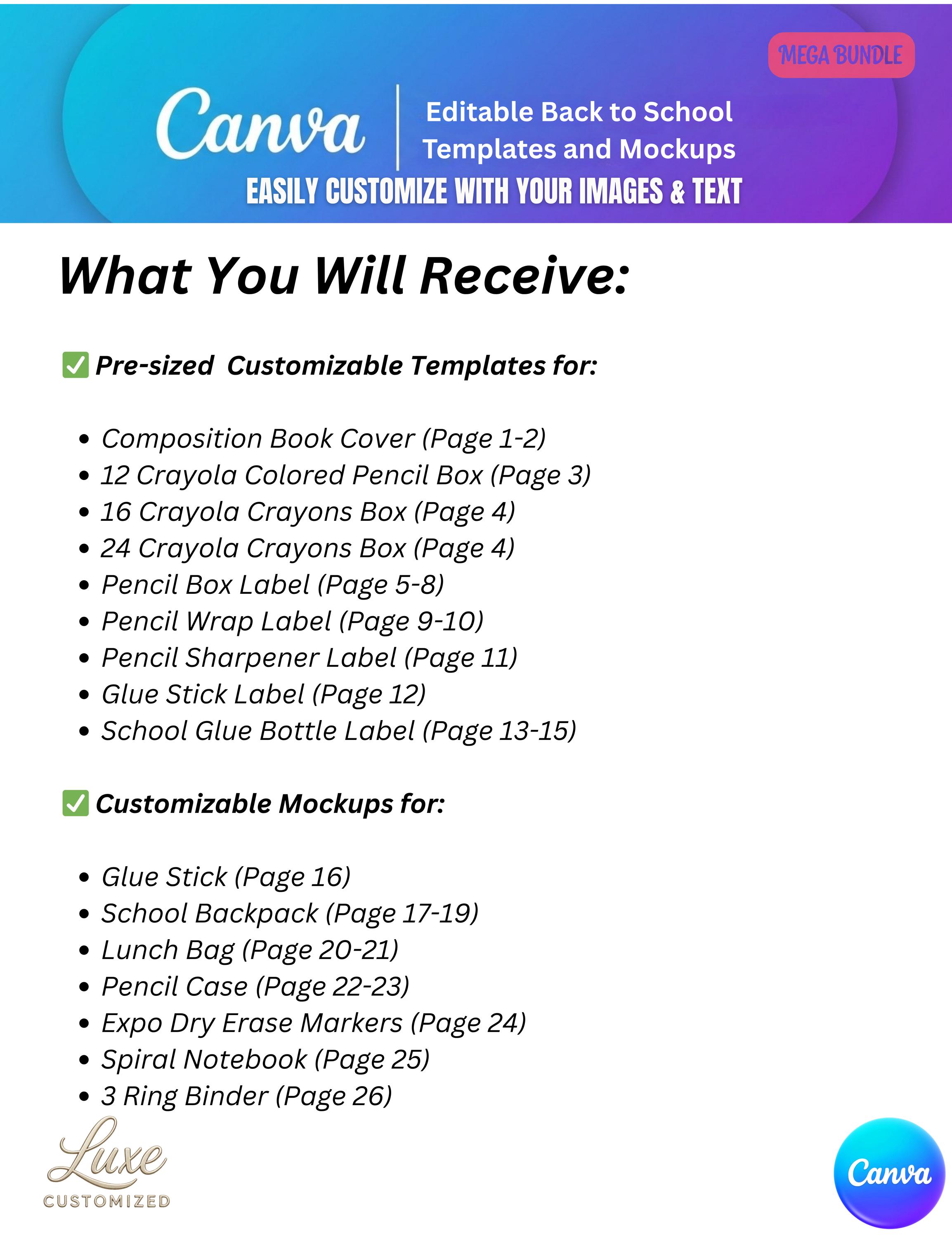 20+ Back to School Supply Templates & Supplies Mockups | Editable Canva ...