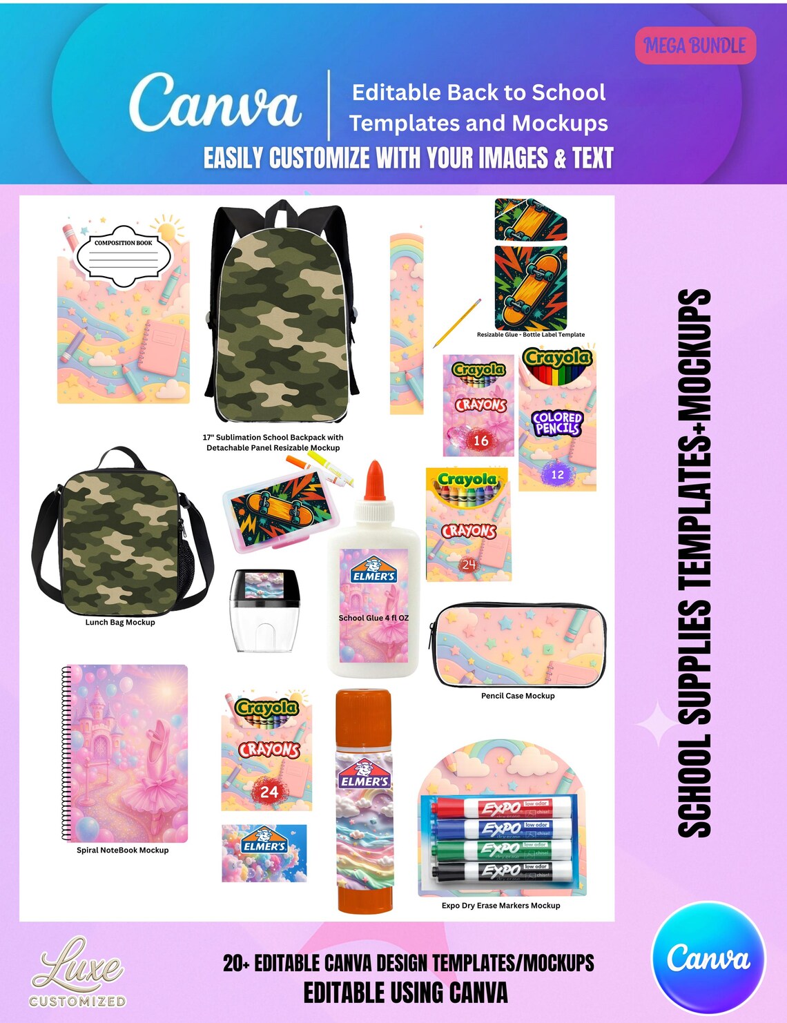 20+ Back to School Supply Templates & Supplies Mockups | Editable Canva ...