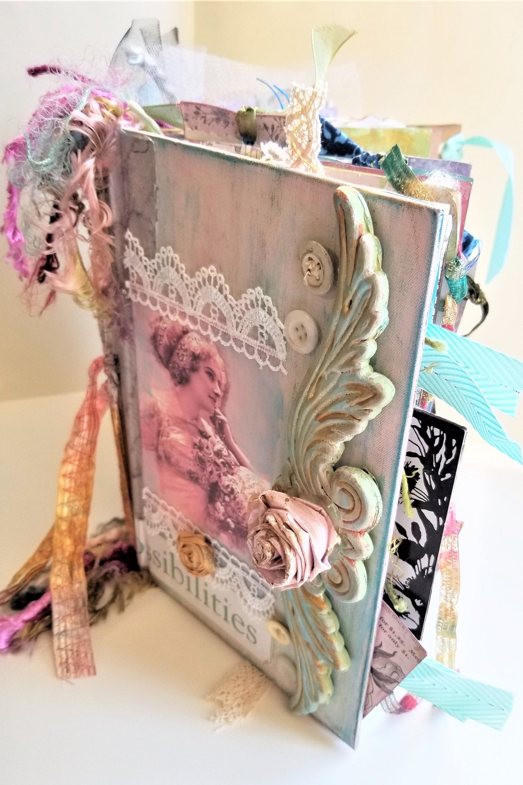 Altered Book Fashionable Ladies and Flowers Theme - Original Mixed ...