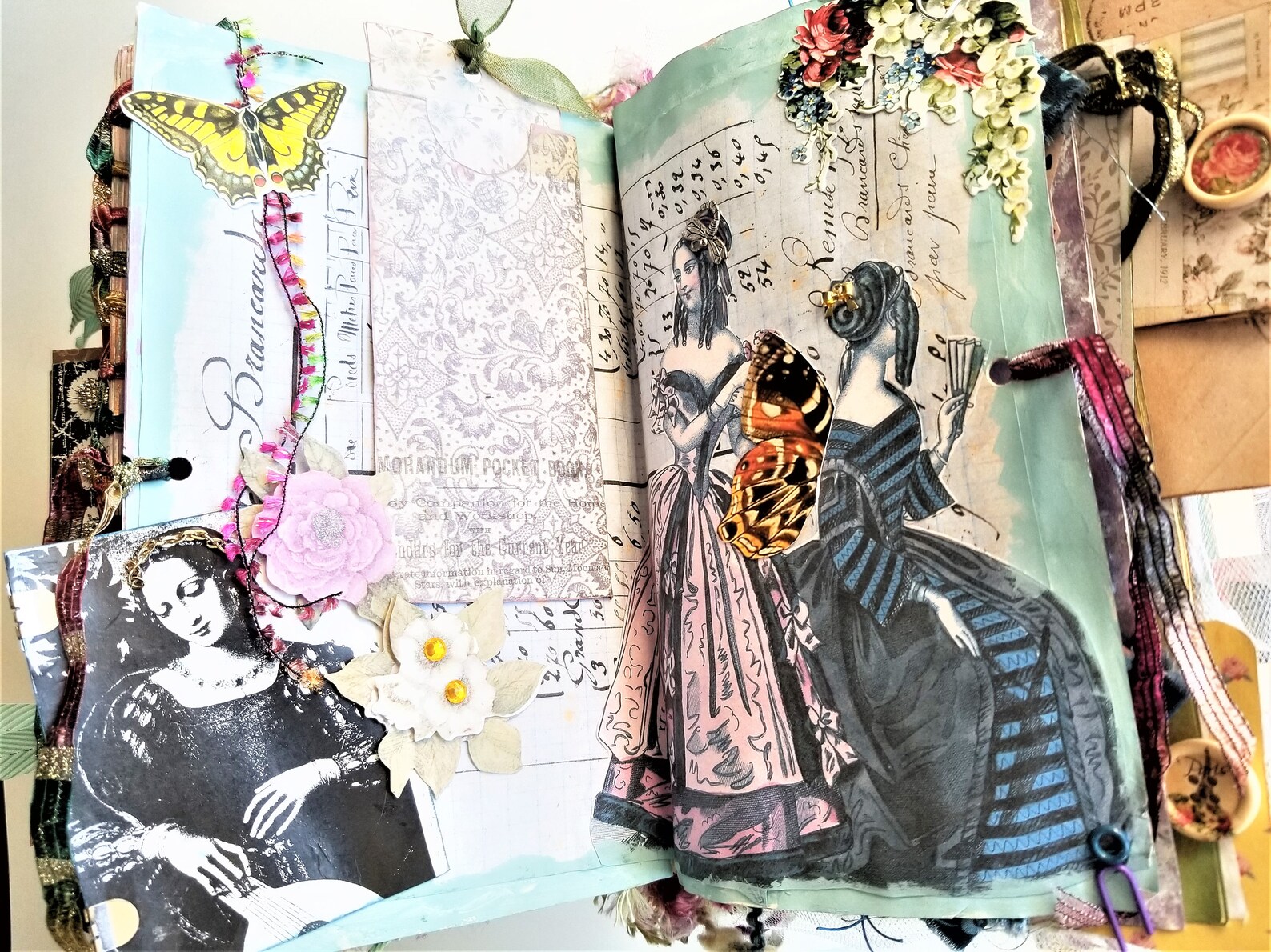 Altered Book Fashionable Ladies and Flowers Theme - Original Mixed ...