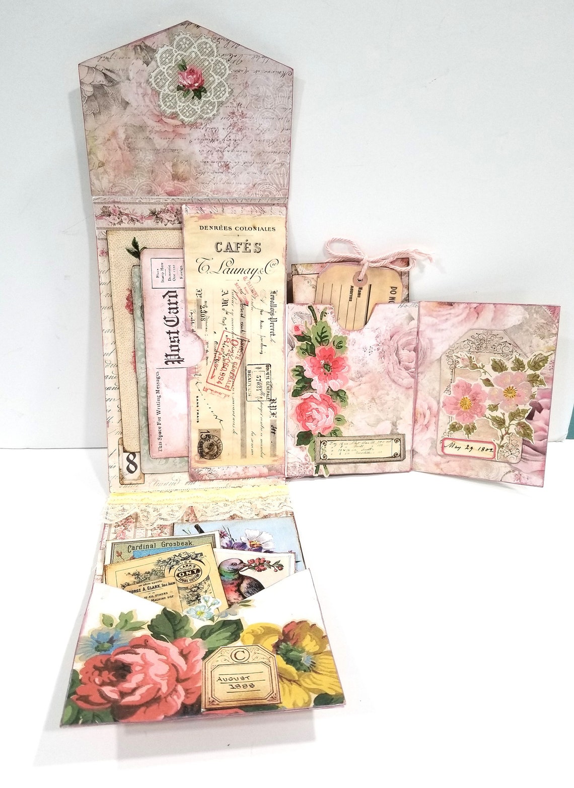Handmade Flip Pocket Folio Junk Journal Insert With Pull Out Tags - Etsy
