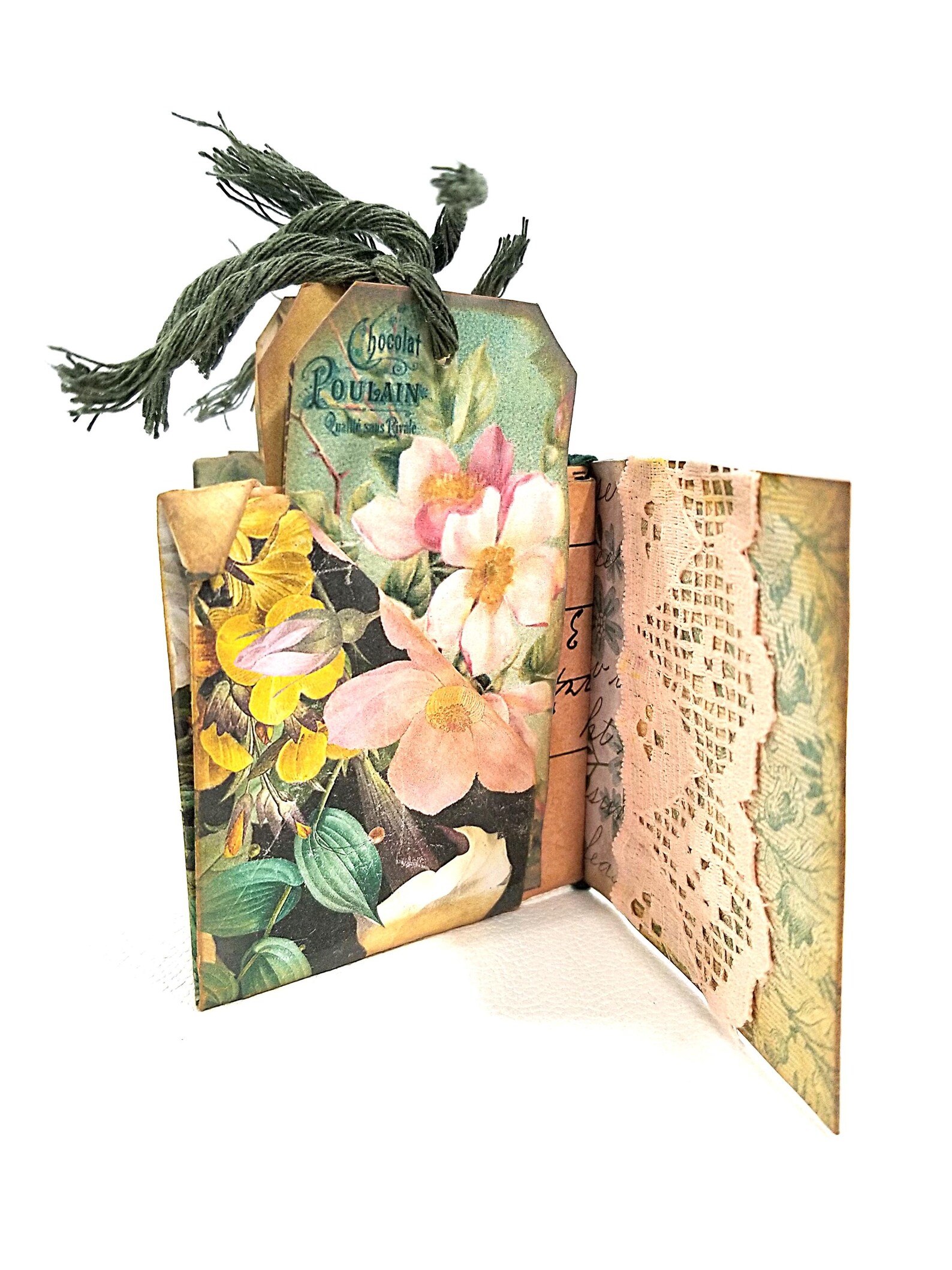 Junk Journal Floral Tag Booklet Mini Tag Pocket Folio Loaded Tag Folio ...