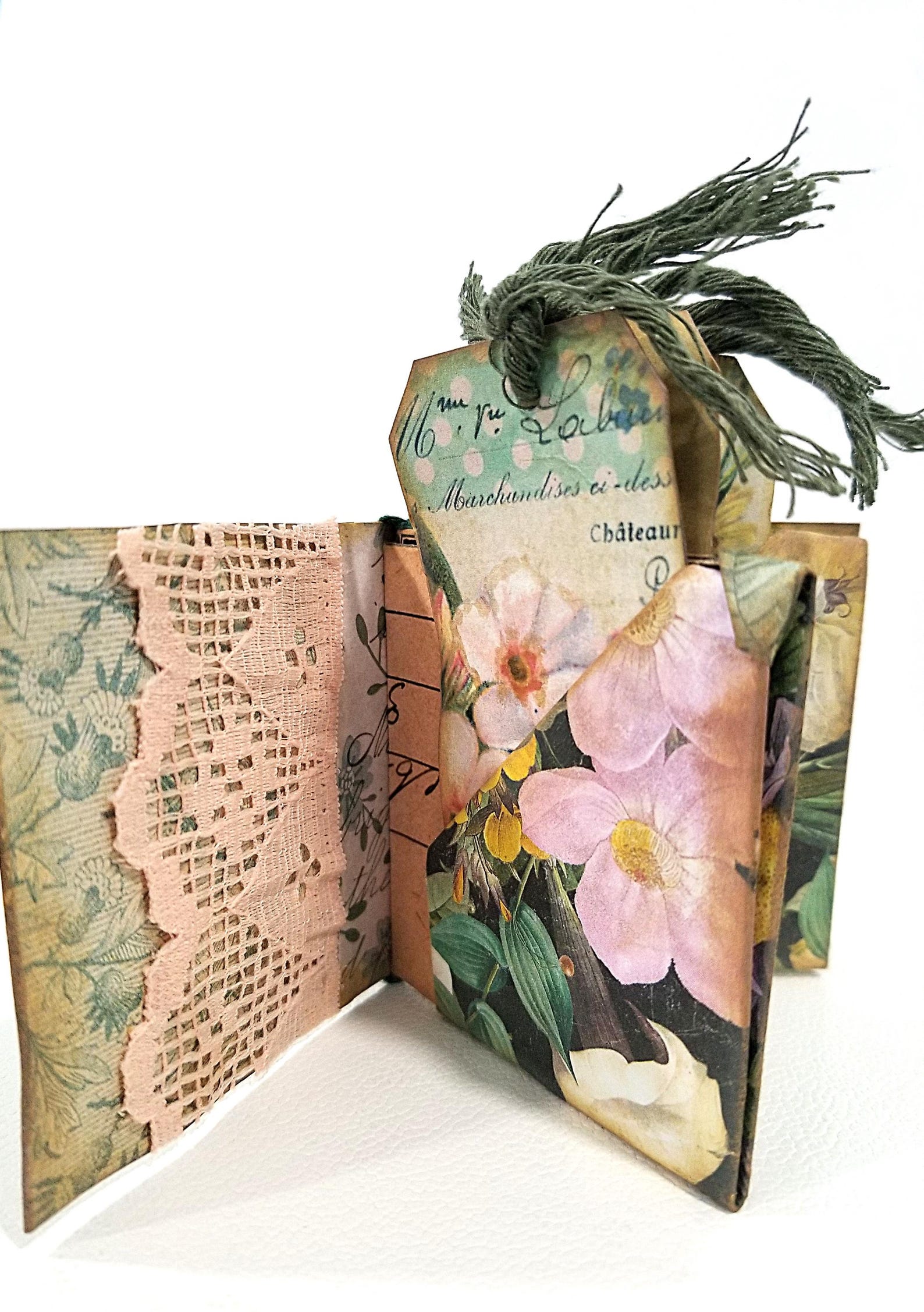 Junk Journal Floral Tag Booklet Mini Tag Pocket Folio Loaded Tag Folio ...
