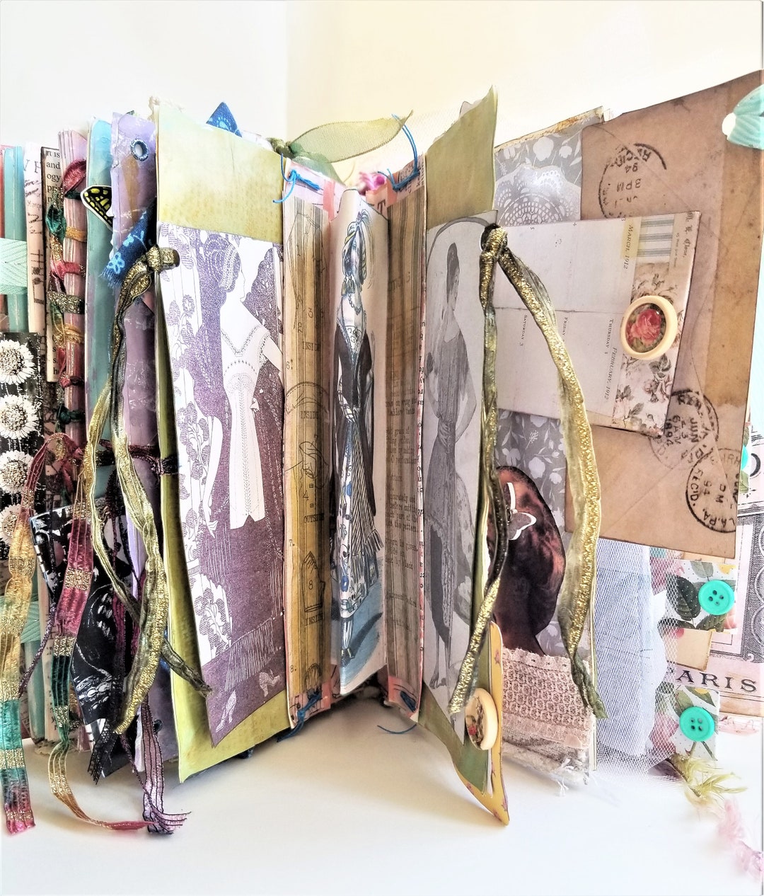 Altered Book Fashionable Ladies and Flowers Theme - Original Mixed ...