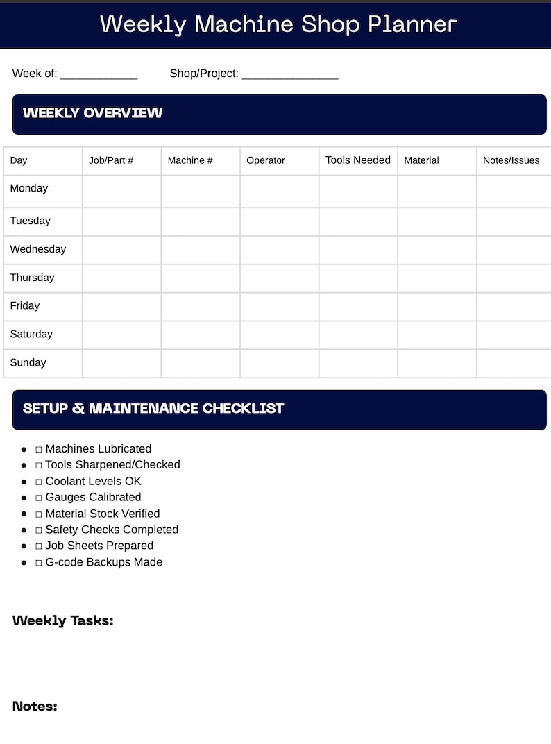 Ultimate Machinist’s Digital Bundle – CNC Setup Sheet, G and M Code ...