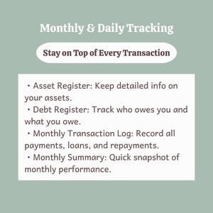 Asset Debt Logbook | Track Assets & Debts | Financial Tracker ...