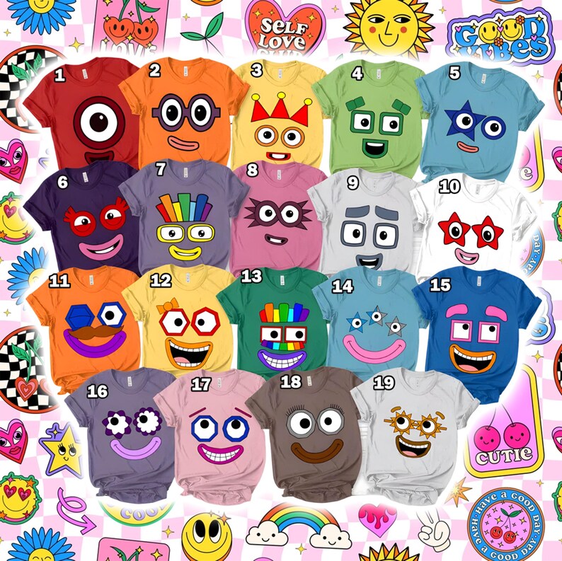 Numberblocks Costume Halloween Tee, Number Blocks Characters Shirt ...