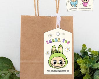 Labubu Thank You Tags: Printable Monster Party Favors (digital Download ...