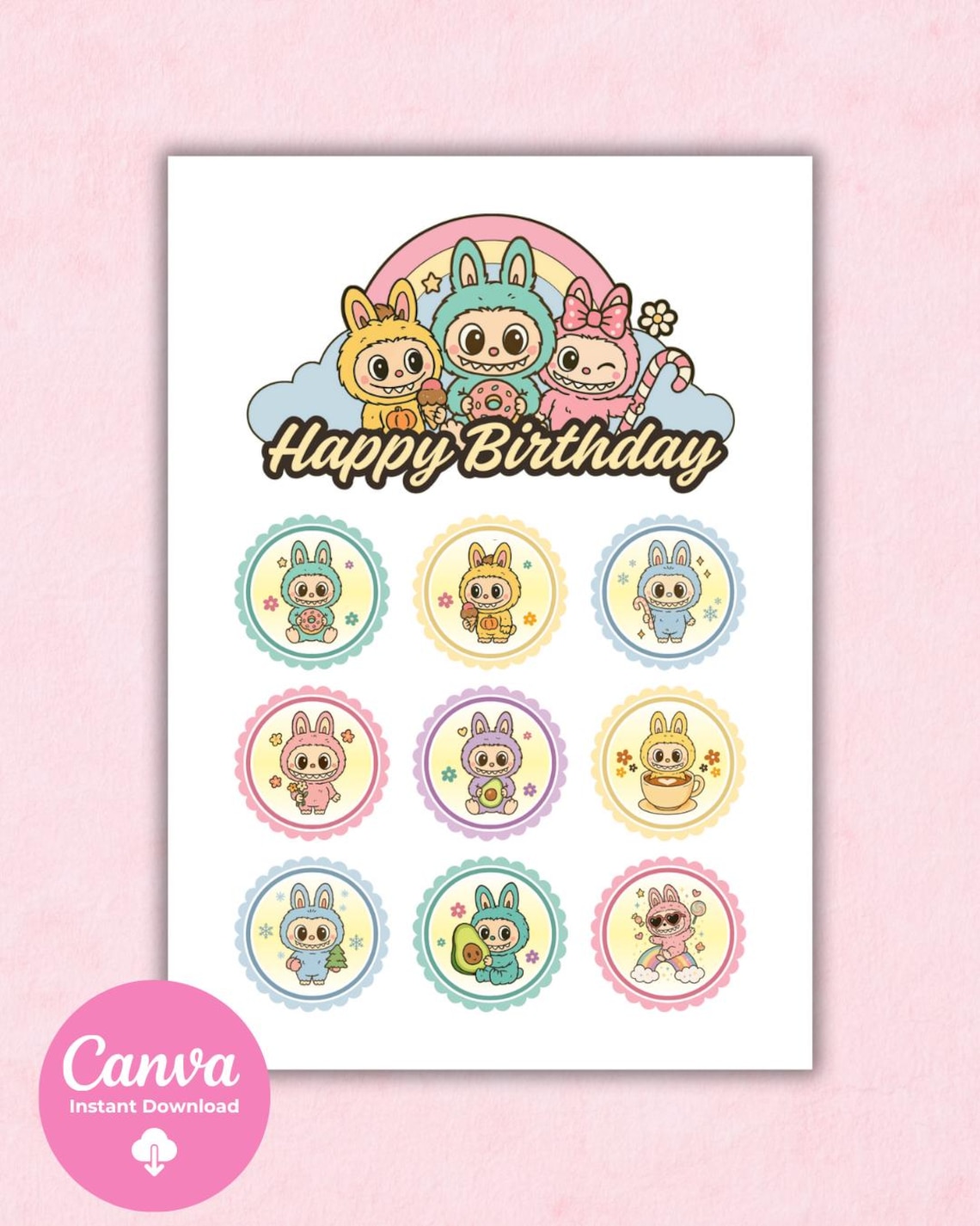 Labubu Cake & Cupcake Toppers: Printable Party Decor (digital Download ...