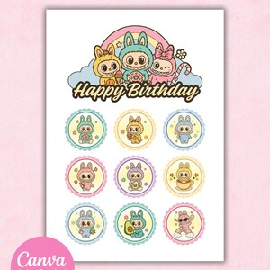 Labubu Cake & Cupcake Toppers: Printable Party Decor (digital Download ...