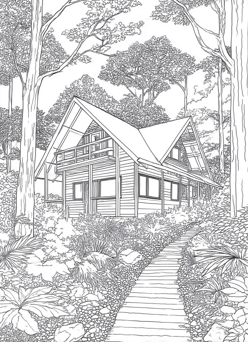 Colouring Book Printable - Cozy Cottages 20 Colouring Pages - Digital ...