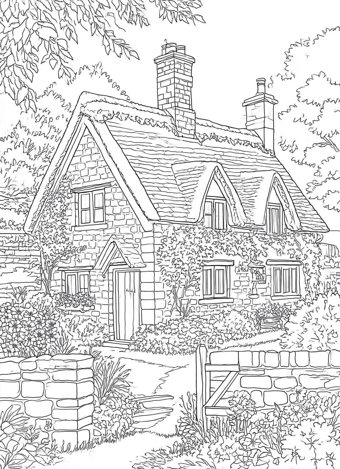 Colouring Book Printable - Cozy Cottages 20 Colouring Pages - Digital ...