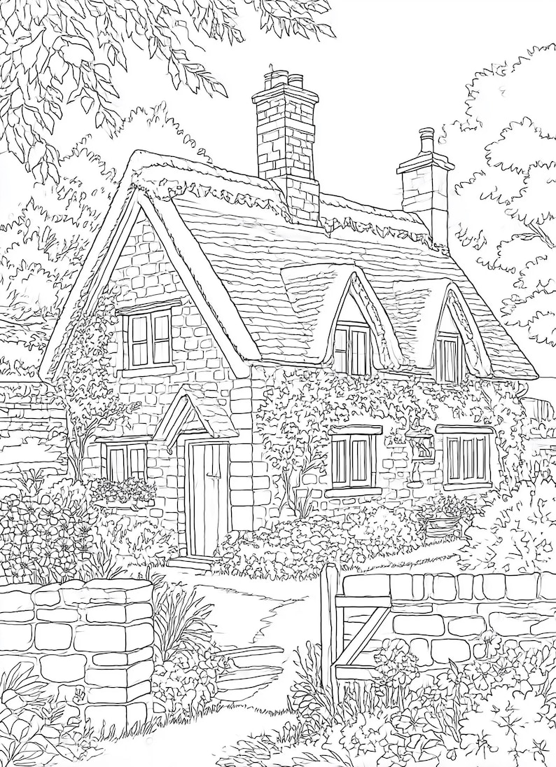 Colouring Book Printable - Cozy Cottages 20 Colouring Pages - Digital ...