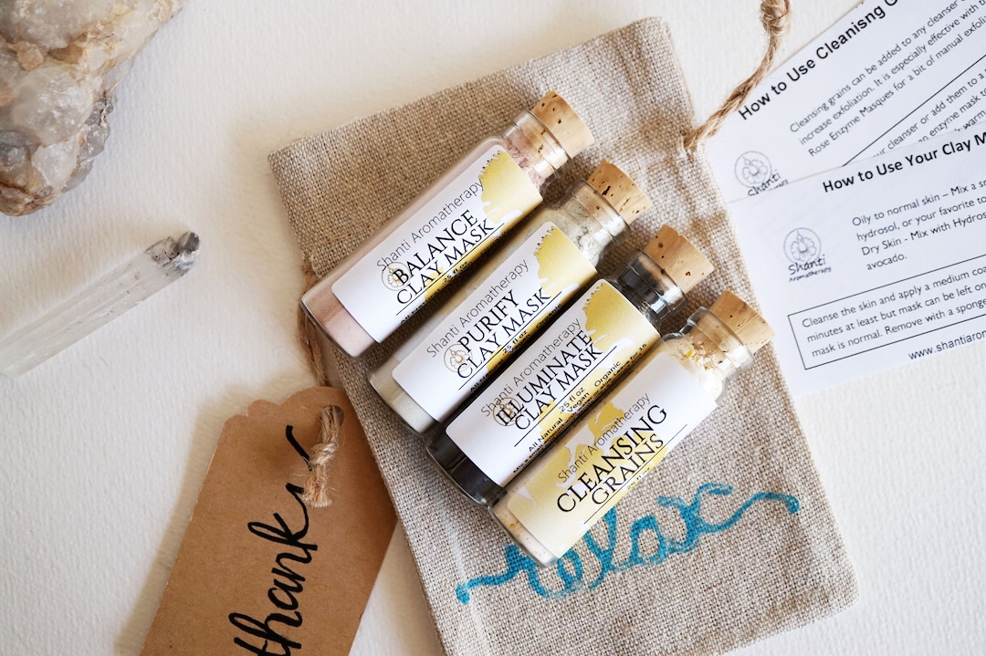 Face Mask Sampler Set - Spa Gift Set - Natural Clay and Herb Face Mask and Exfoliating Scrub ...