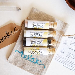 Face Mask Sampler Set - Spa Gift Set - Natural Clay and Herb Face Mask and Exfoliating Scrub ...