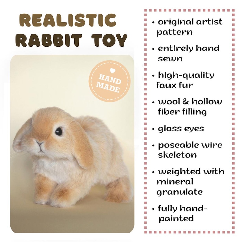 Realistic Bunny Toy, Poseable Plush Rabbit, Handmade Stuffed Animal - Etsy