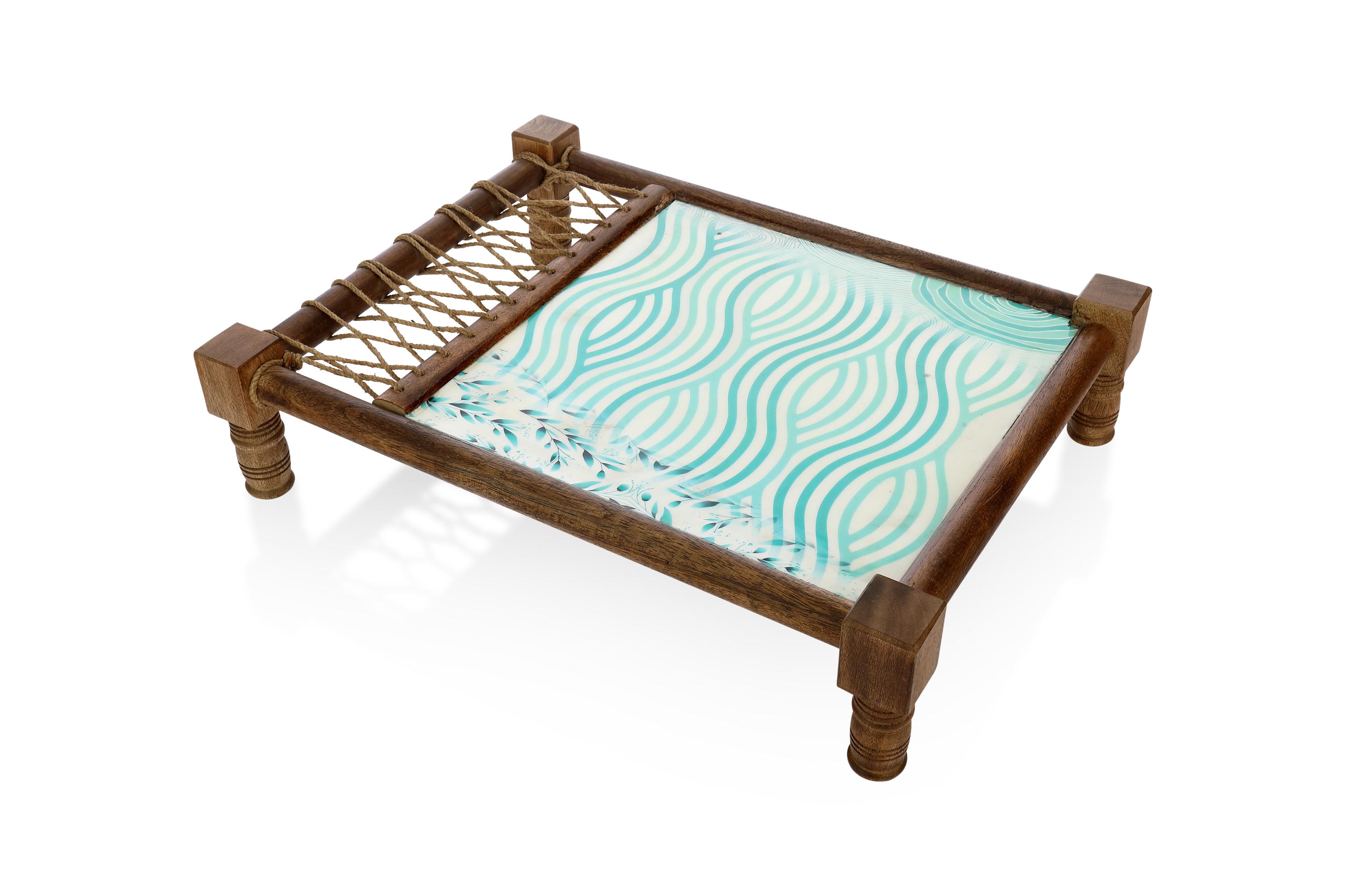 Handmade Wooden Khatiya Tray Set of 2 – Unique Design Platters for ...