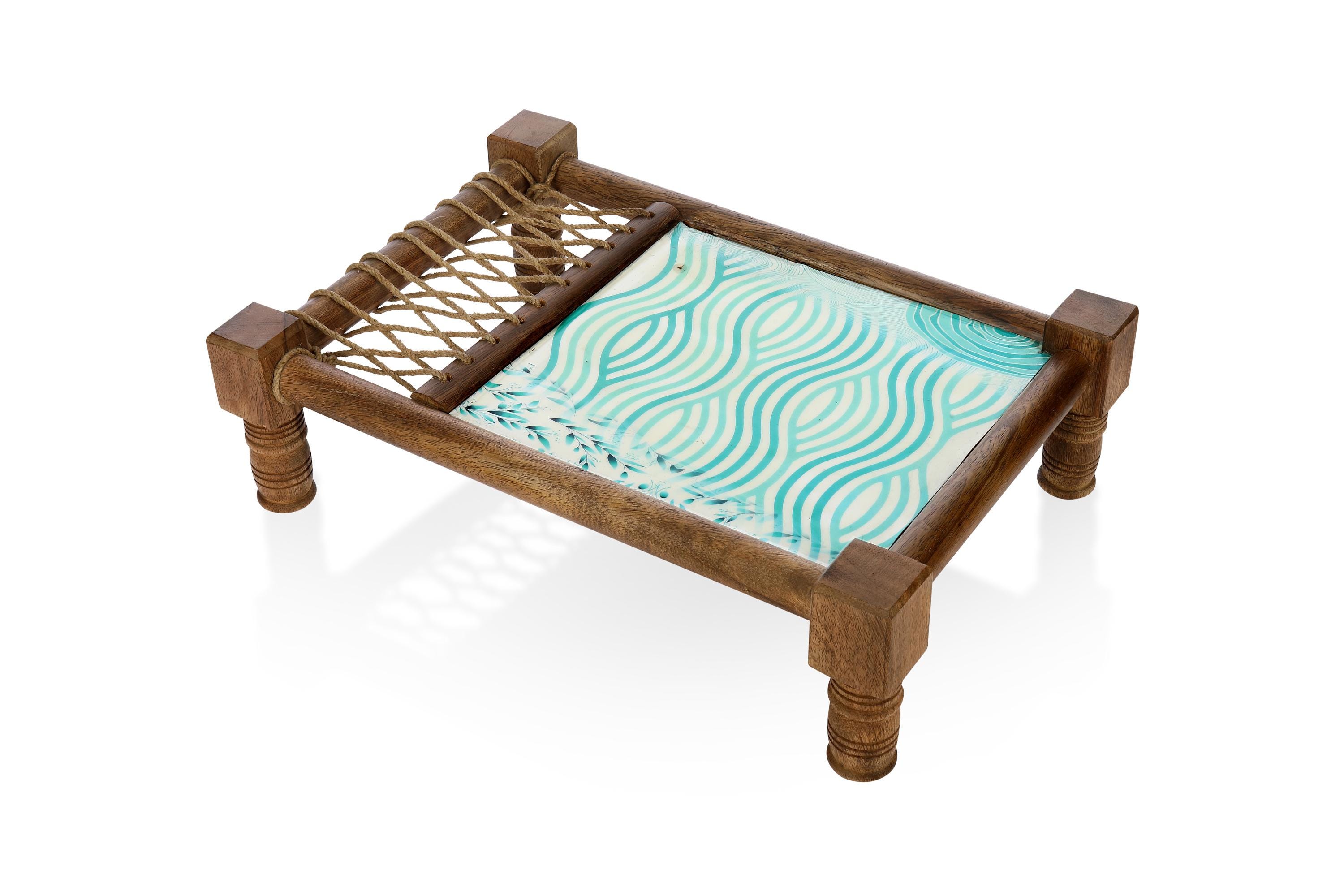 Handmade Wooden Khatiya Tray Set of 2 – Unique Design Platters for ...