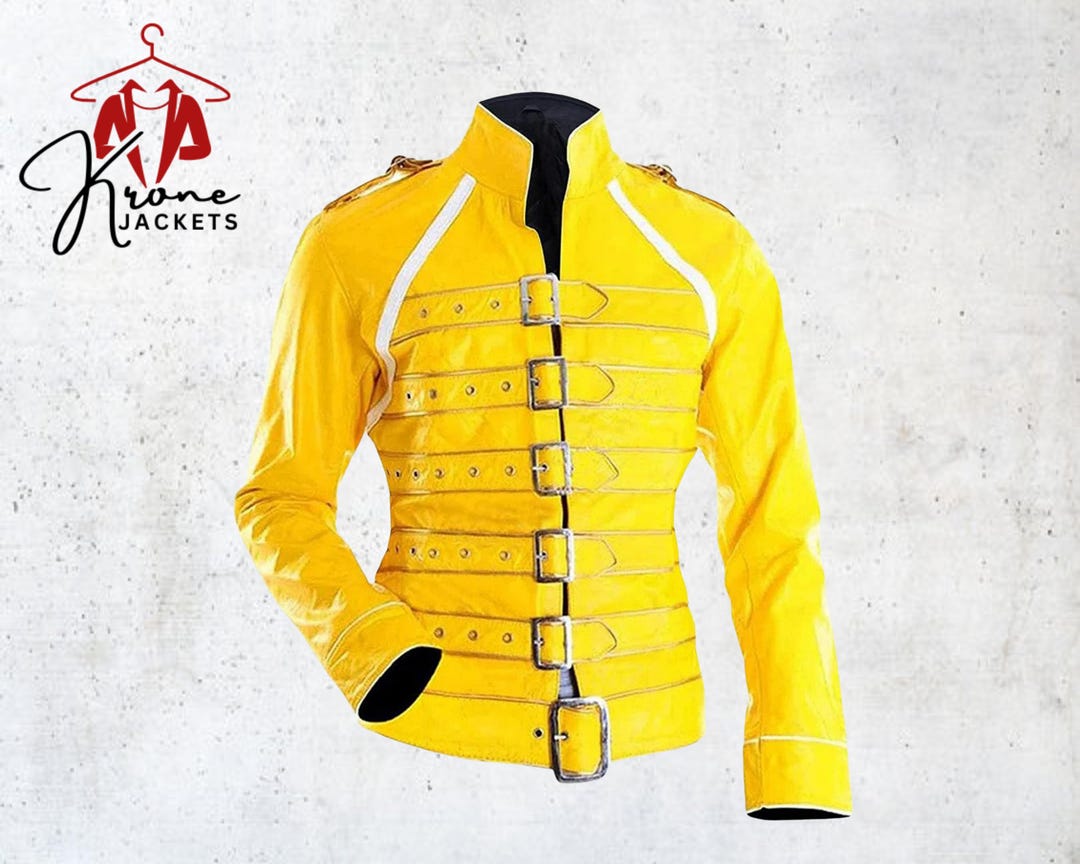 Ultimate Freddie Mercury Jacket – Yellow Leather Biker Motorcycle Coat ...