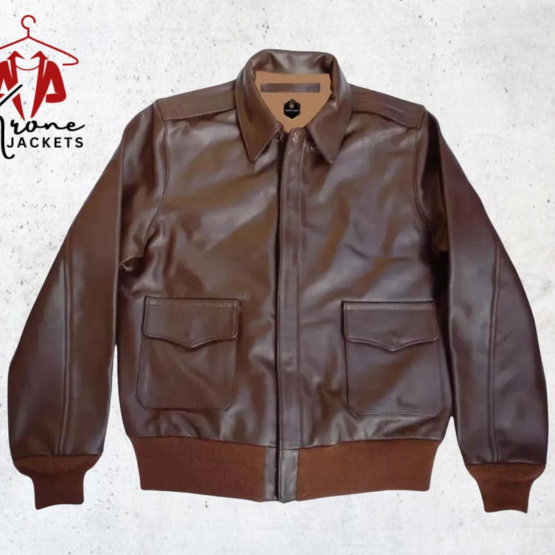 A2 brown leather flight jacket - Etsy.de