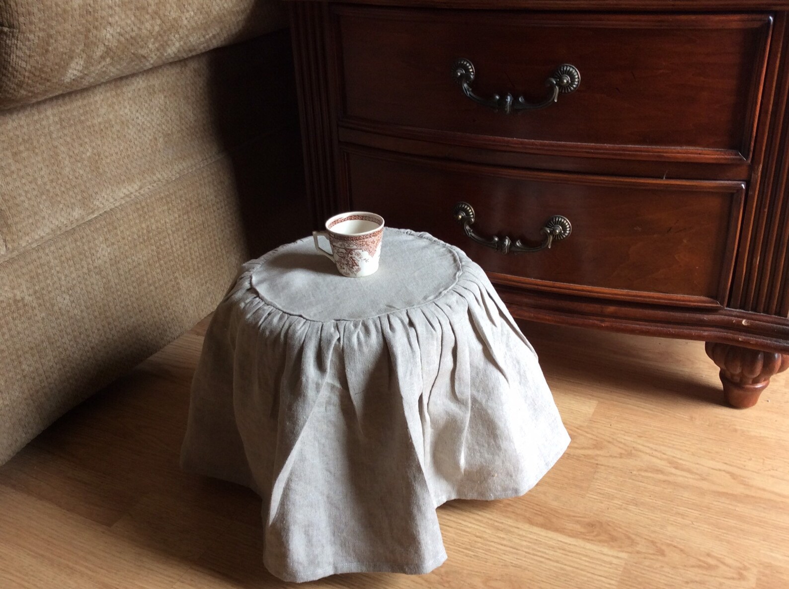 Footstool /linen Slipcover / Natural Linen/footstool Slipcover - Etsy