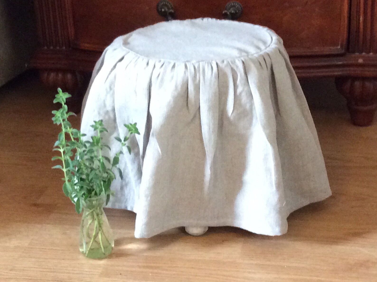Footstool /linen Slipcover / Natural Linen/footstool Slipcover - Etsy