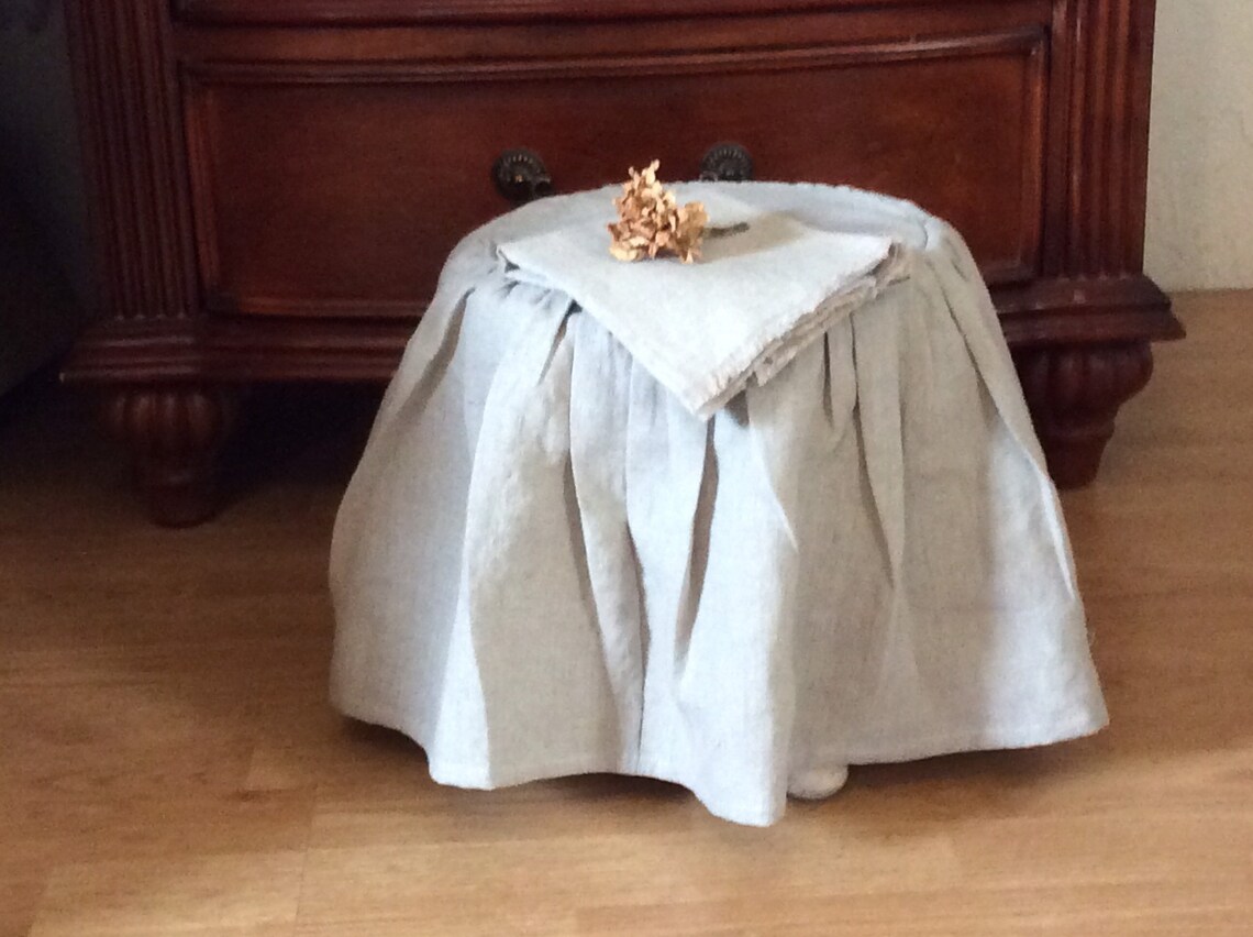 Footstool /linen Slipcover / Natural Linen/footstool Slipcover - Etsy