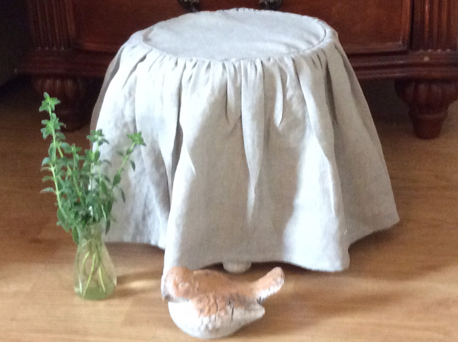 Footstool /linen Slipcover / Natural Linen/footstool Slipcover - Etsy