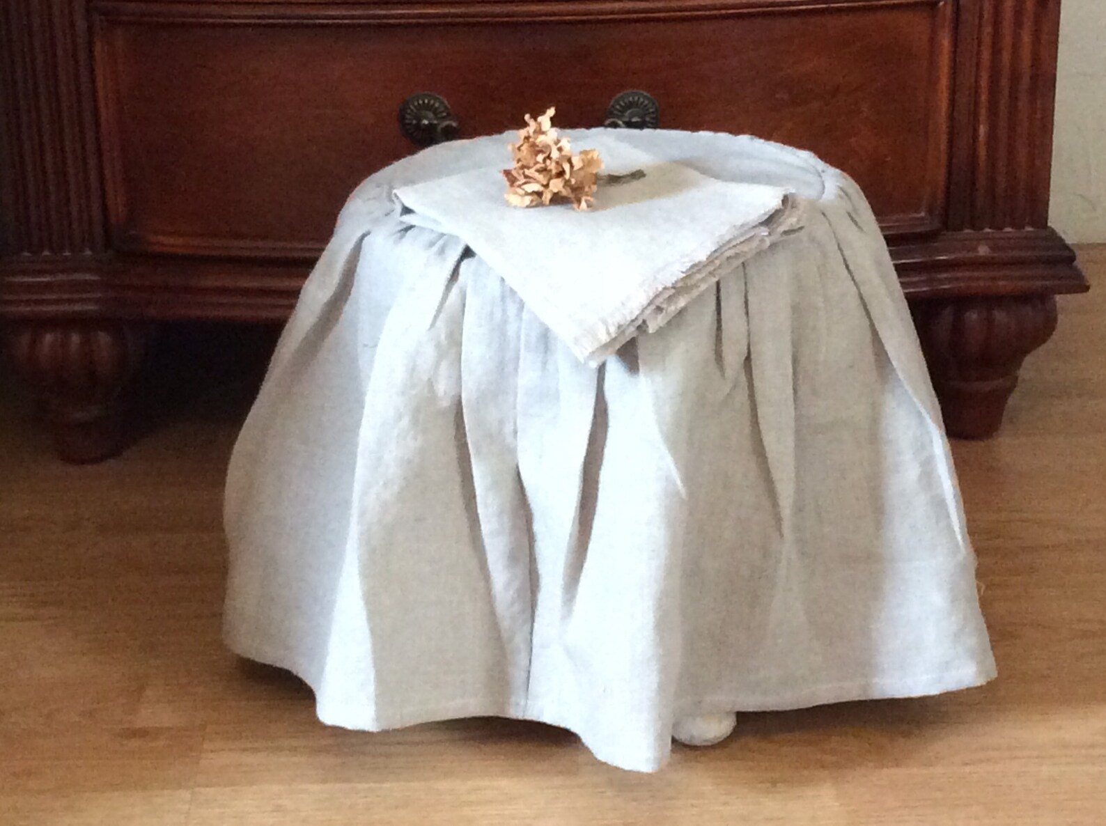 Footstool /linen Slipcover / Natural Linen/footstool Slipcover - Etsy