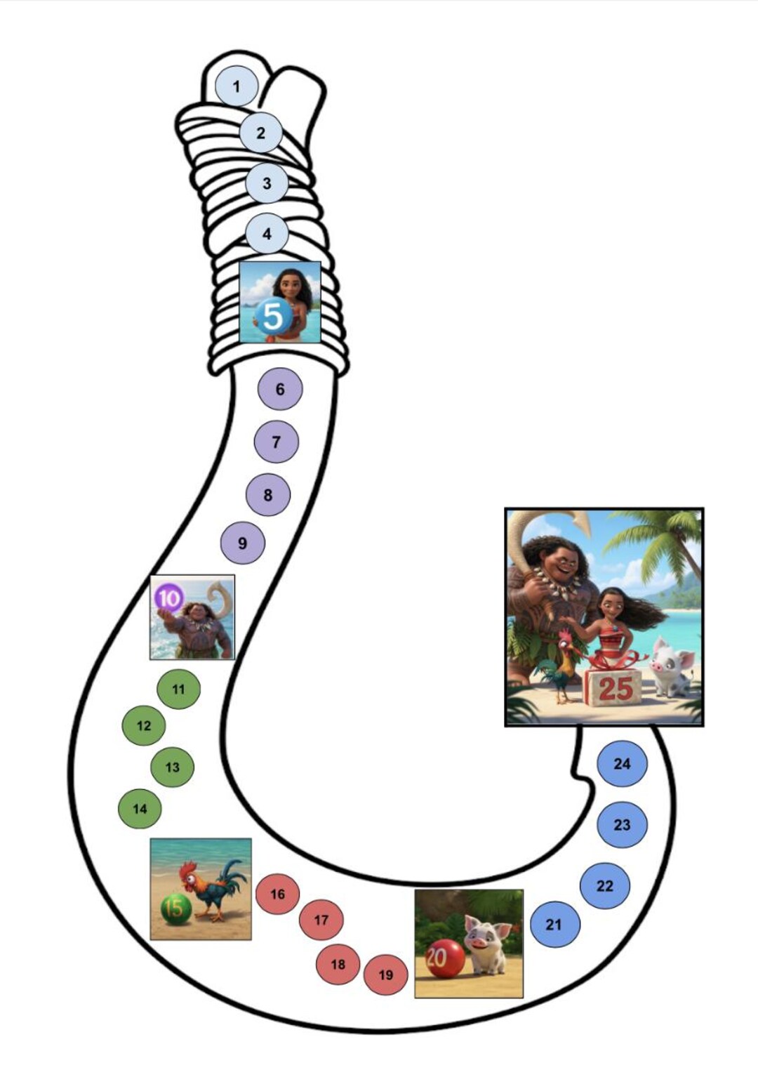 Moana Inspired Reward/sticker Chart - Maui's Fish Hook - Printable - Etsy