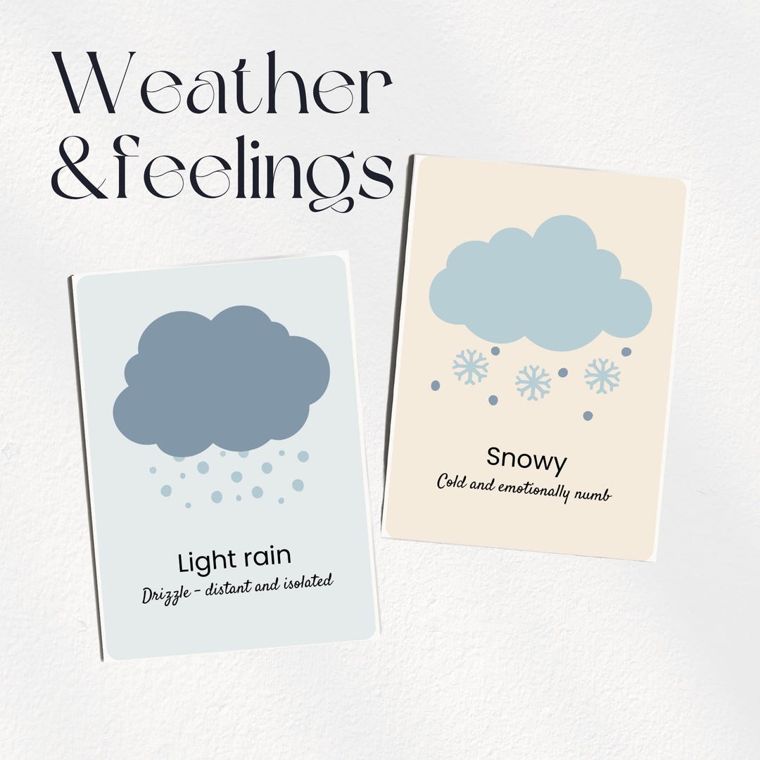 2-sided Emotion & Weather Flashcards | Printable Cards | Daily Self ...