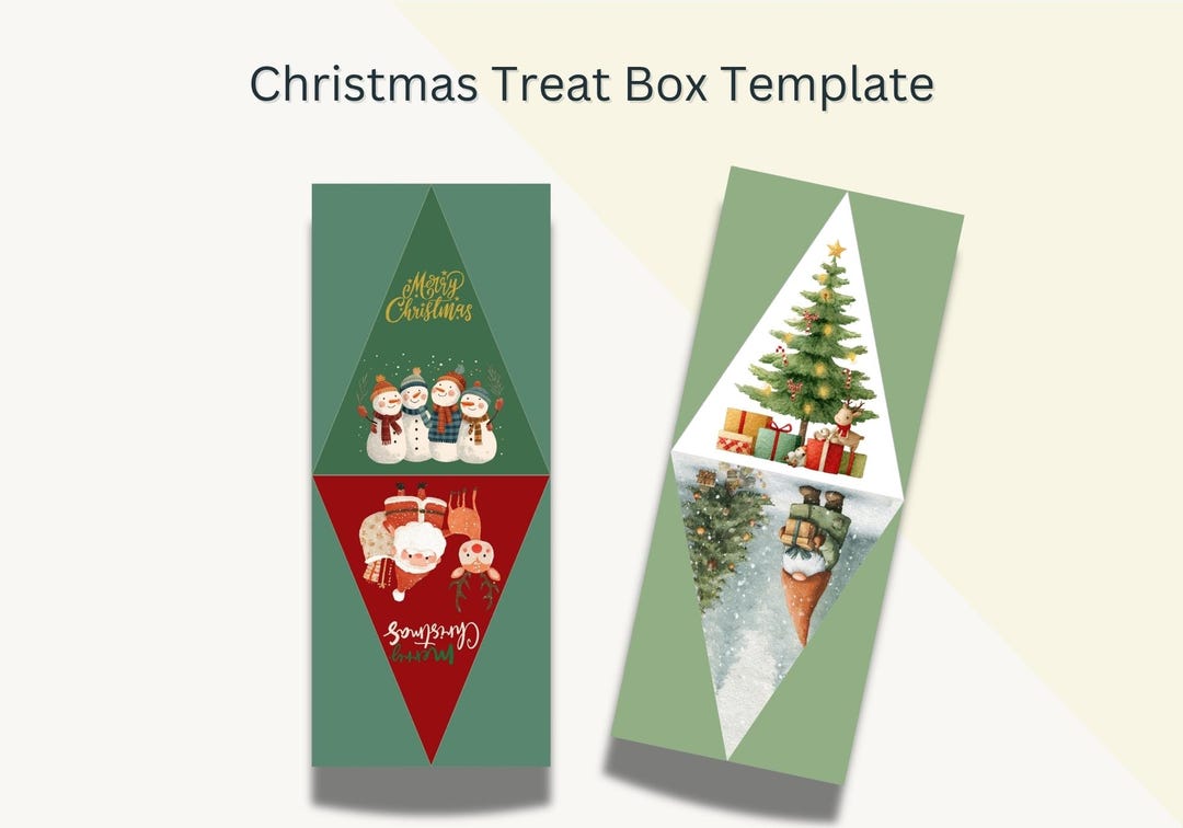 Printable Christmas Treat Box Templates | DIY Holiday Favor (PDF) - Etsy