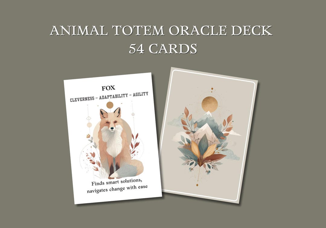 Animal Totem Oracle Deck: Spiritual Guidance, Healing Energy (printable ...