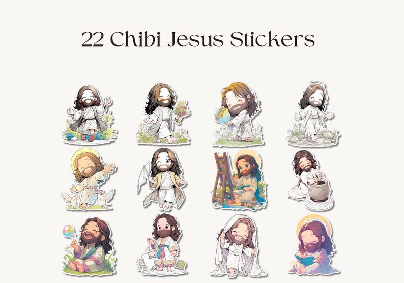 Chibi Jesus Stickers Set | 22 Cute Christian Stickers for Journaling ...