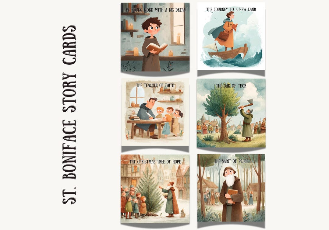 St. Boniface Story Cards for Kids: Catholic Saint Watercolor Prints ...
