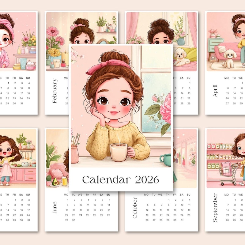 Cute calendar 2026 kawaii - Etsy México