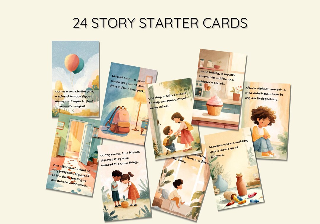 Story Starter Cards for Kids – Printable Creative Storytelling Game (24 ...