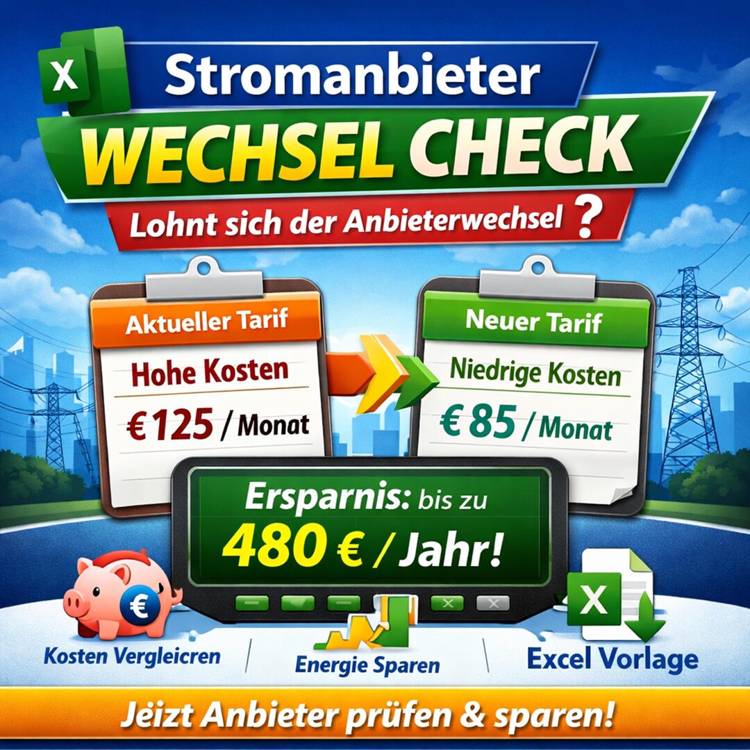 Wechsel-check Strom Excel Vorlage – Anbieter Vergleichen & Geld Sparen ...